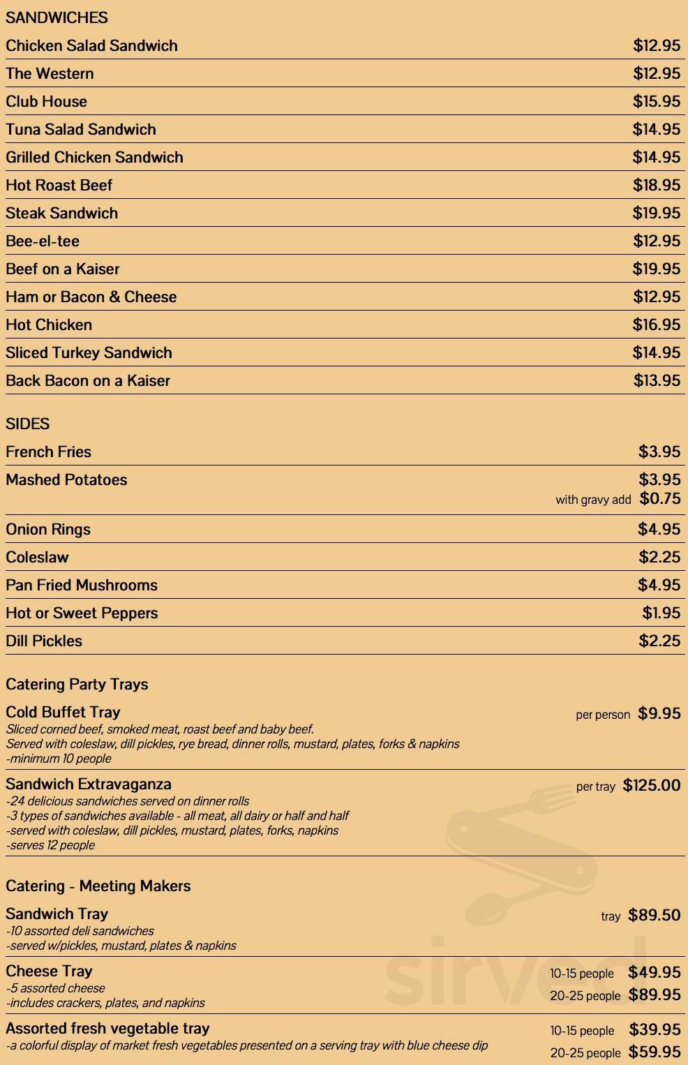 Peter's on Eglinton Restaurant menu in Mississauga, Ontario, Canada