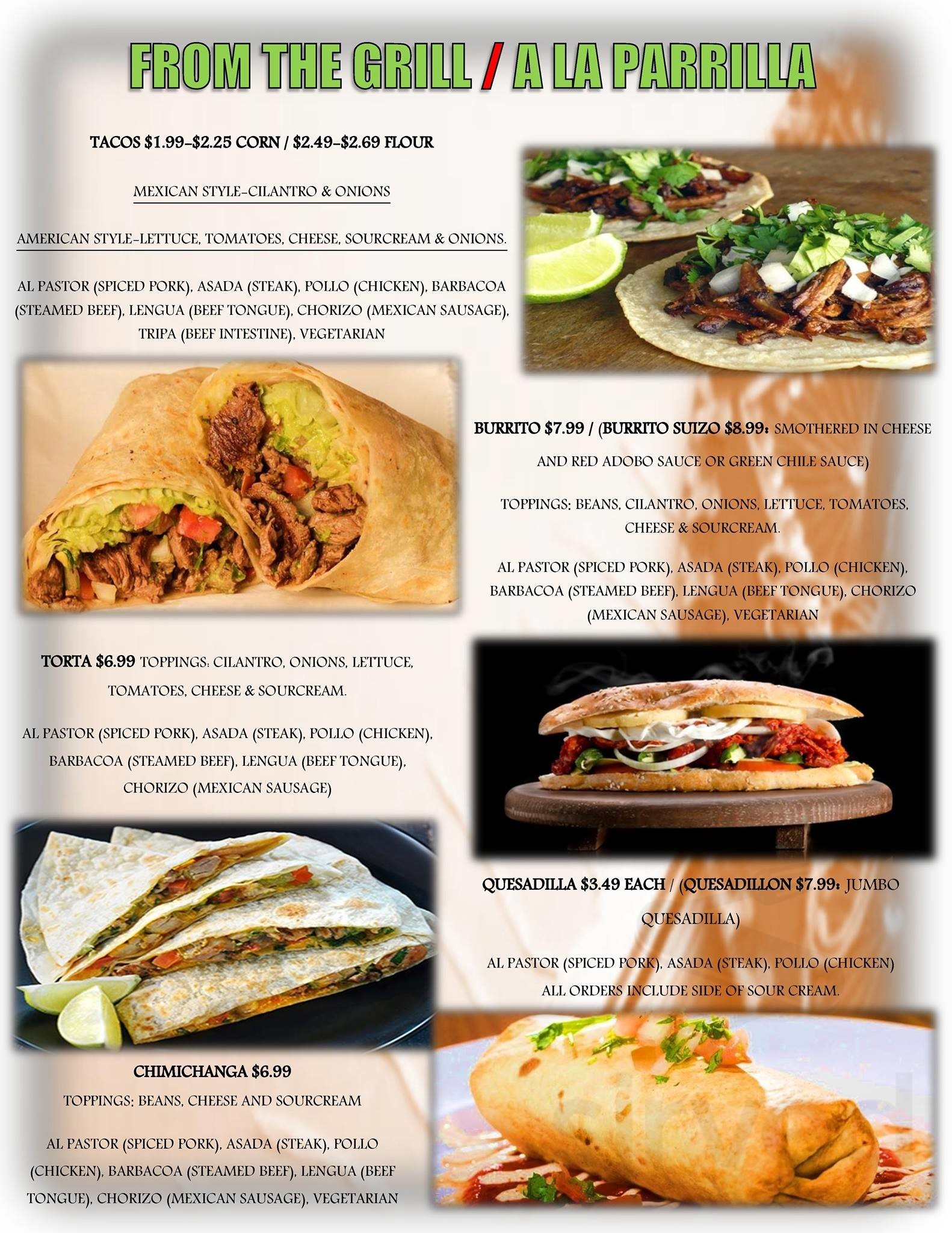 Menu - Manitowoc WI's El Alamo Mexican Grill | Sirved
