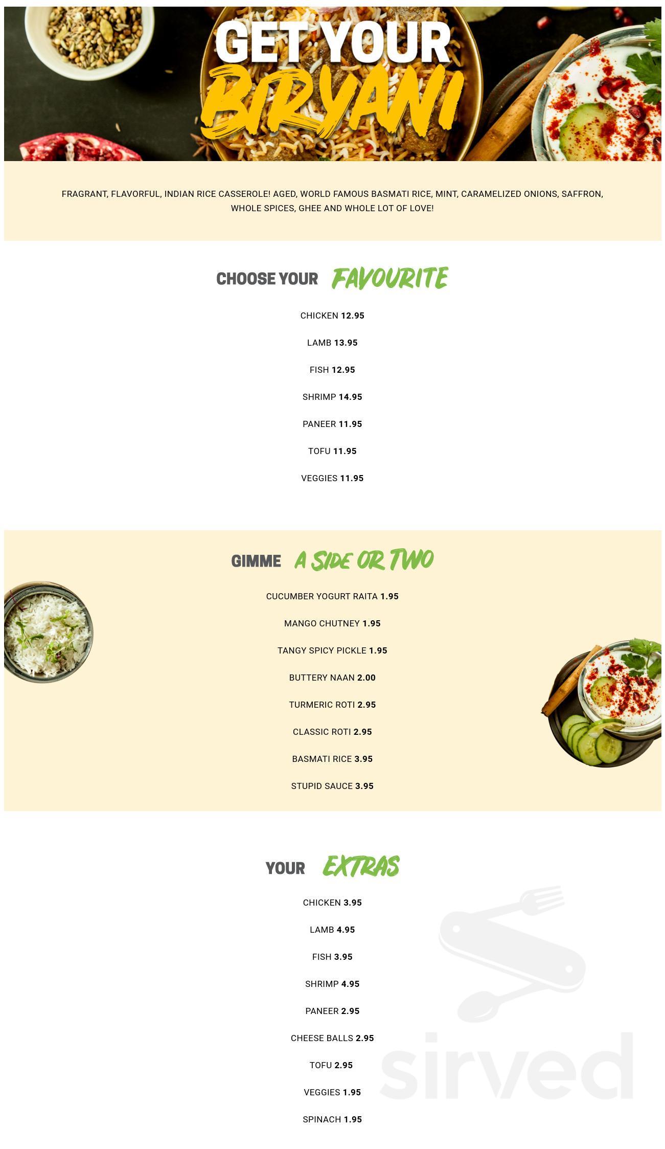 Menu - Toronto ON's My Roti Place | Sirved