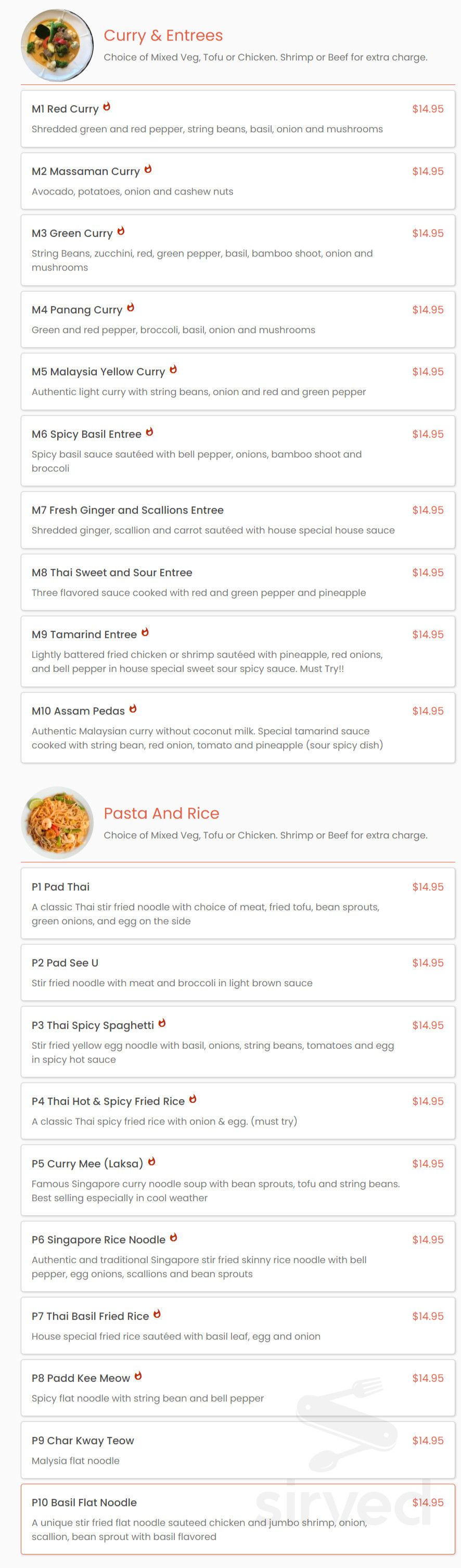 Mint Chinese & Thai Cuisine menu in Chamblee, Georgia, USA