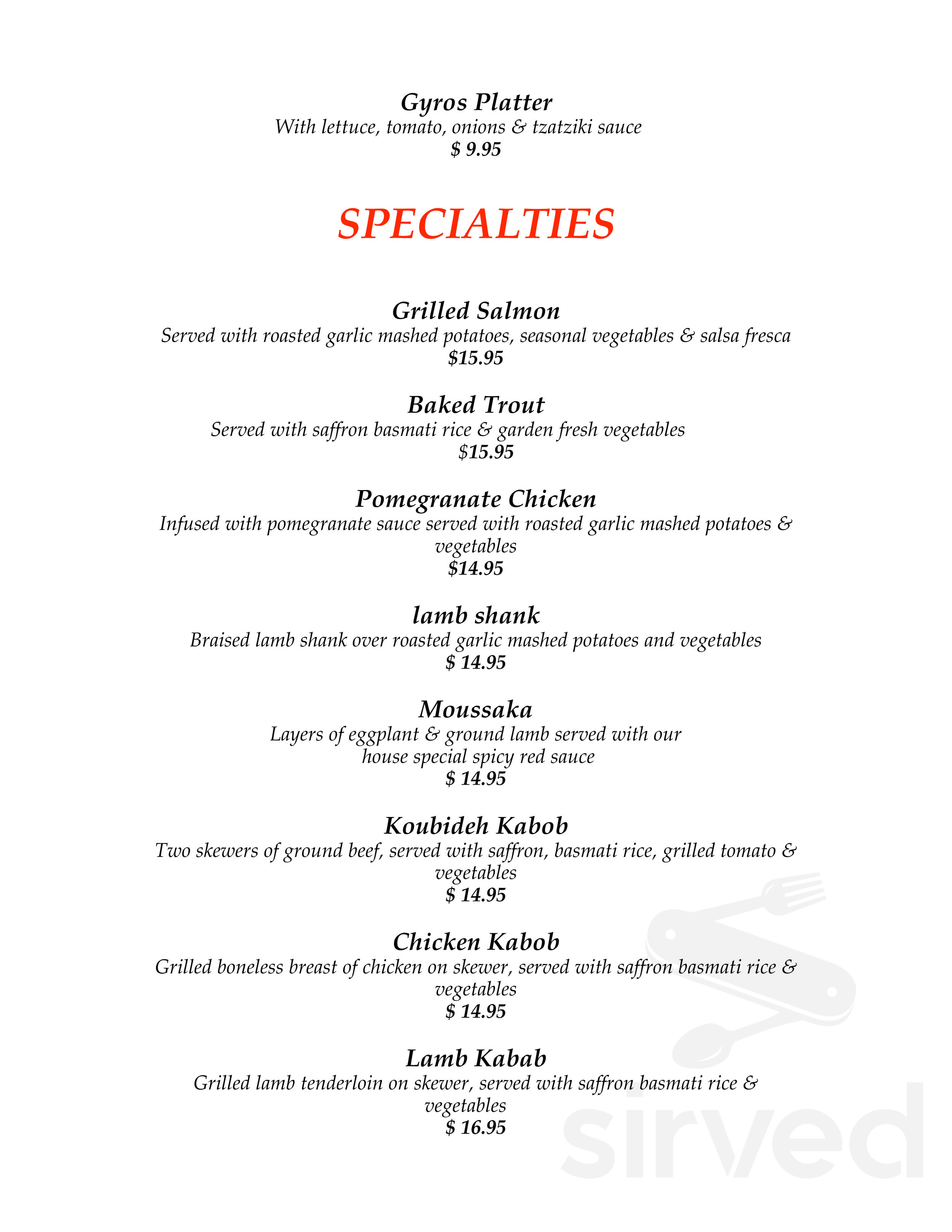 Silk Road Restaurant menu in Walnut Creek, California, USA