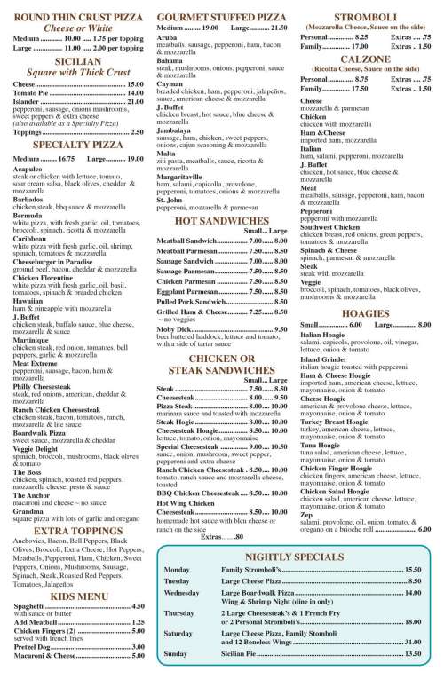Island Pizza menu in Birdsboro, Pennsylvania, USA