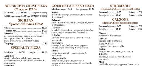 Menu for Island Pizza in Birdsboro, PA | Sirved
