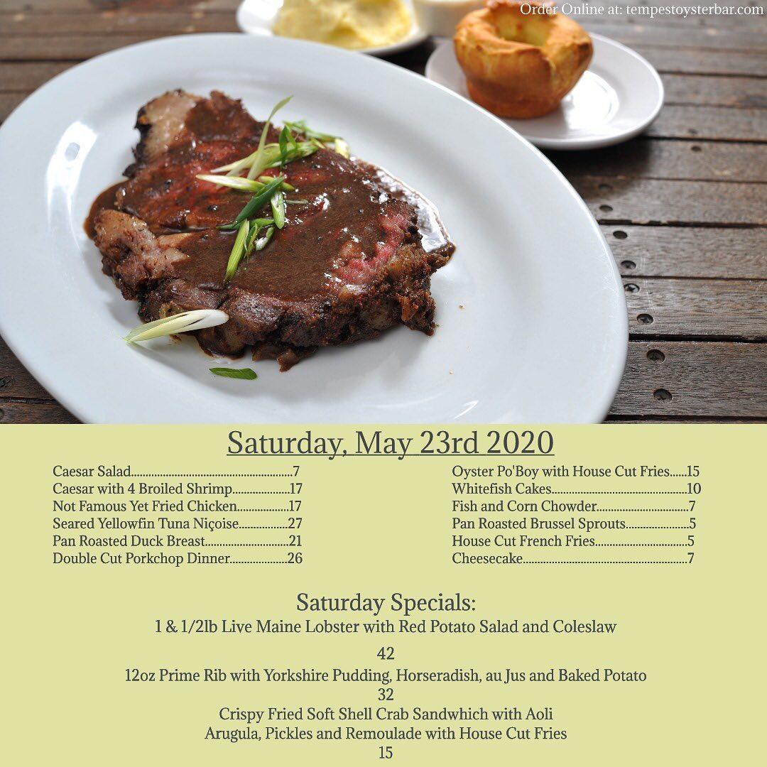 Tempest Oyster Bar menu in Madison, Wisconsin, USA