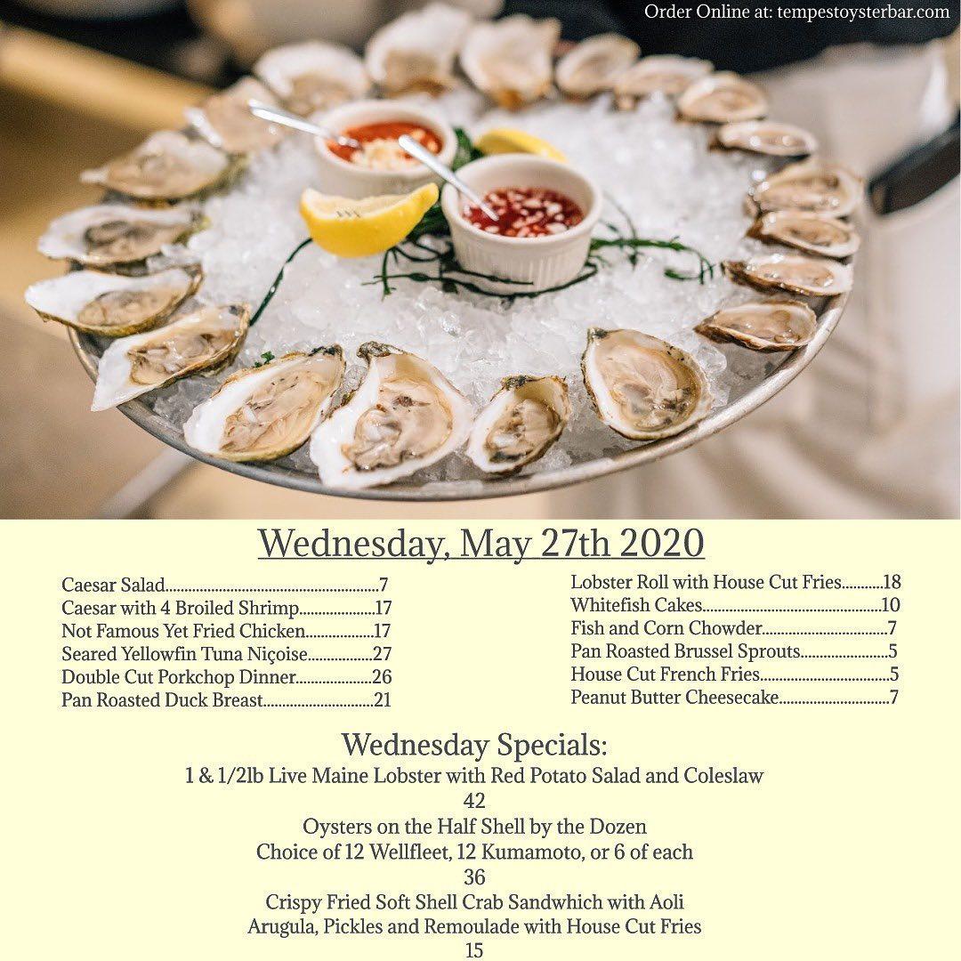 Tempest Oyster Bar menu in Madison, Wisconsin, USA