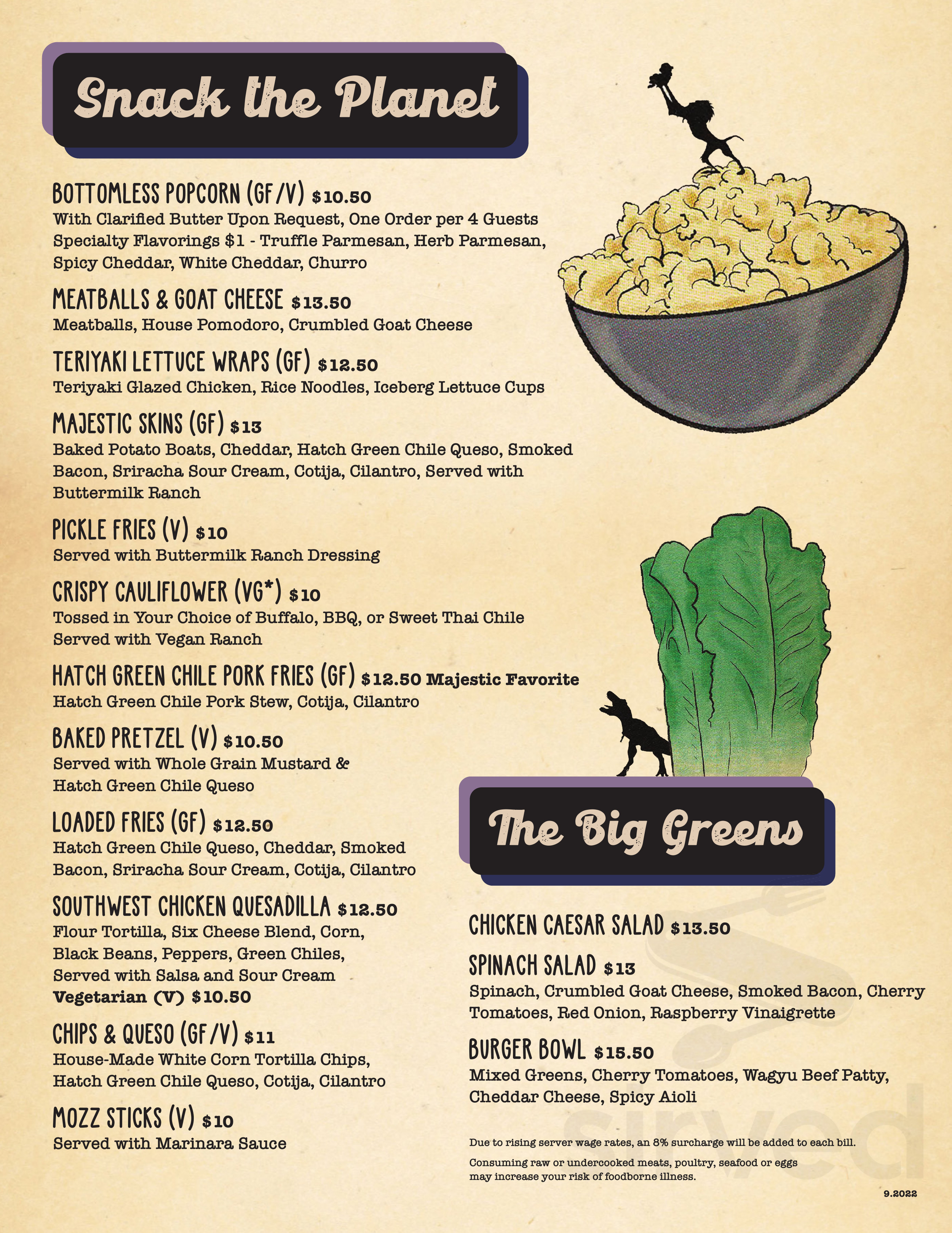 Majestic Chandler 9 menu in Chandler, Arizona, USA