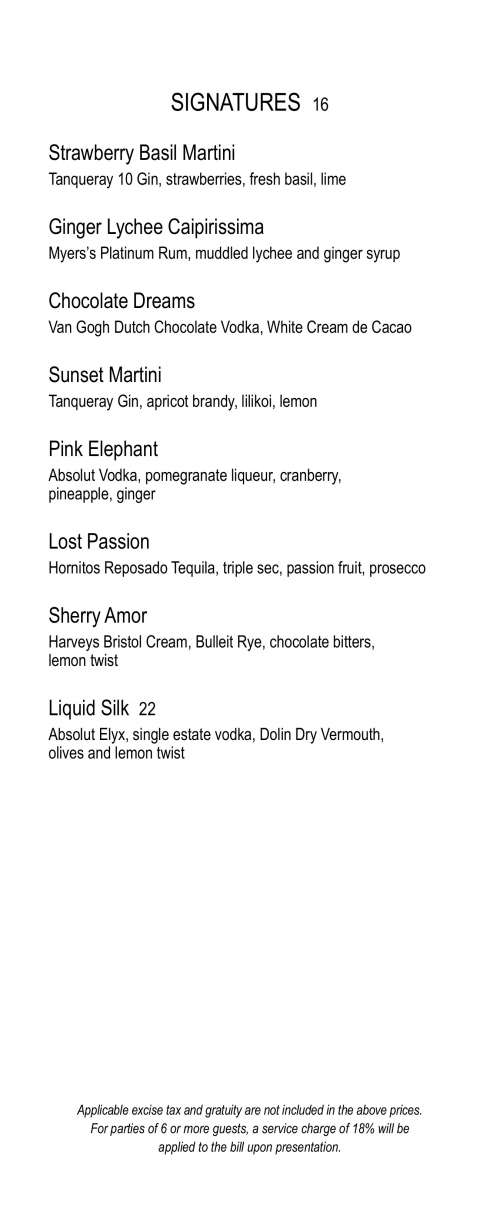 Lewers Lounge menu in Honolulu, Hawaii, USA