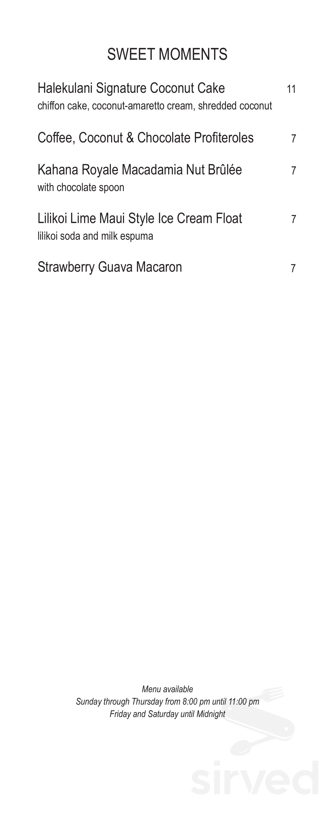 Lewers Lounge menu in Honolulu, Hawaii, USA