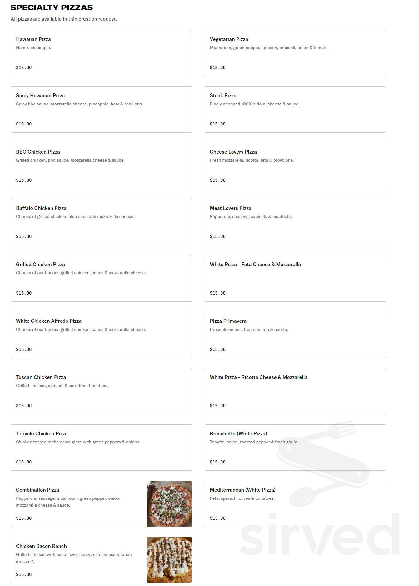 Central Pizza menu in Philadelphia, Pennsylvania, USA