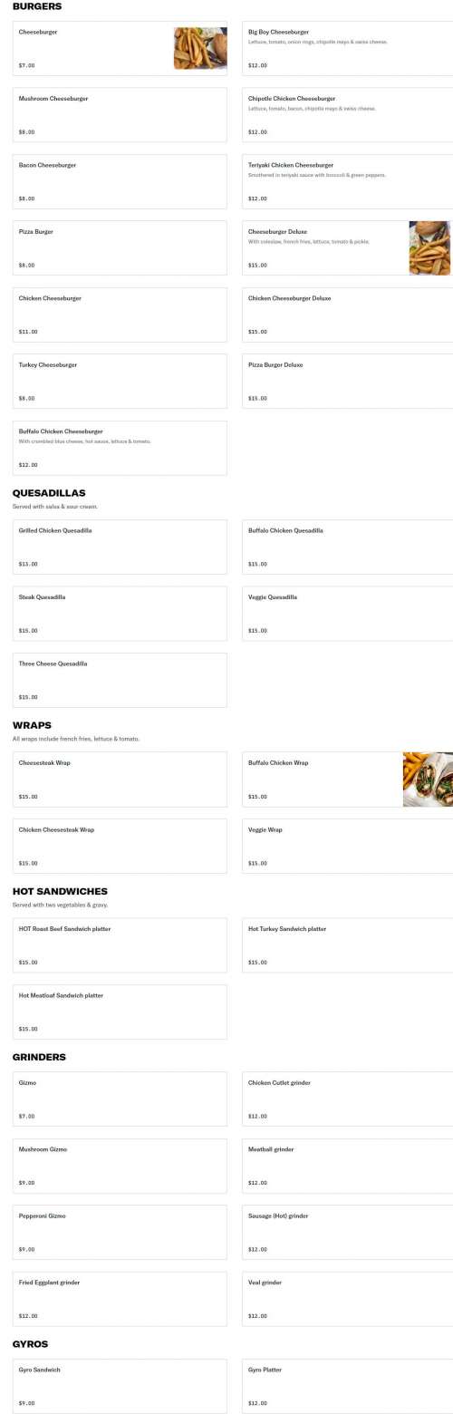 Central Pizza menu in Philadelphia, Pennsylvania, USA