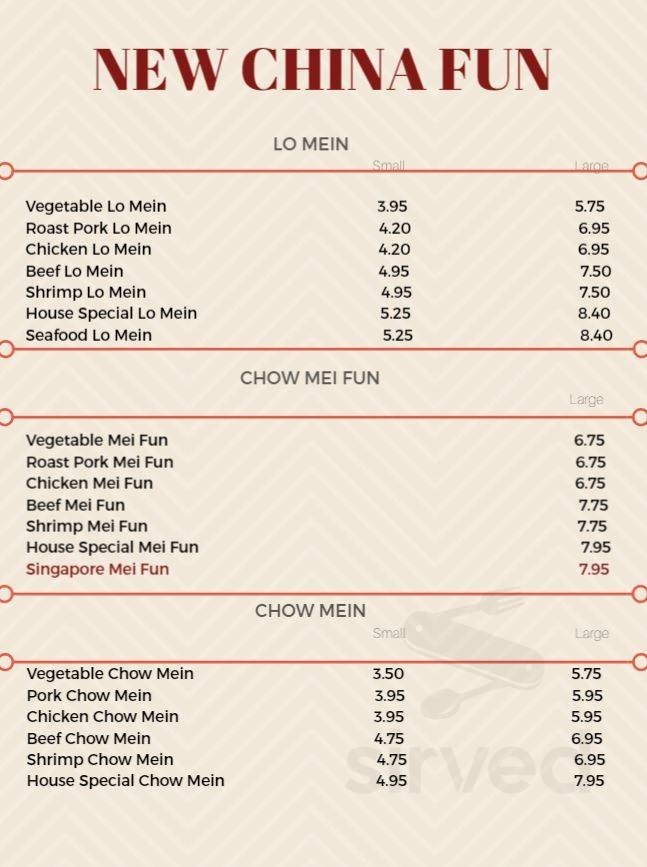 New China Fun menu in Tuscaloosa, Alabama, USA