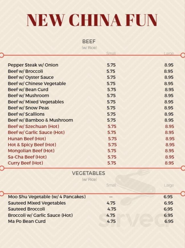 New China Fun menu in Tuscaloosa, Alabama, USA