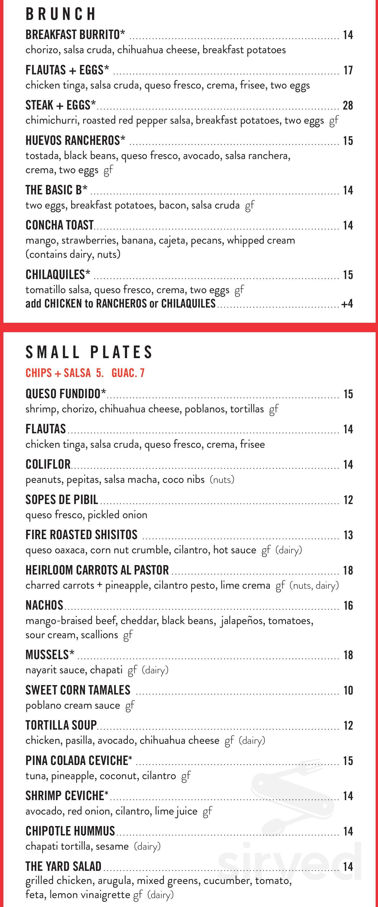 Pilsen Yards menu in Chicago, Illinois, USA