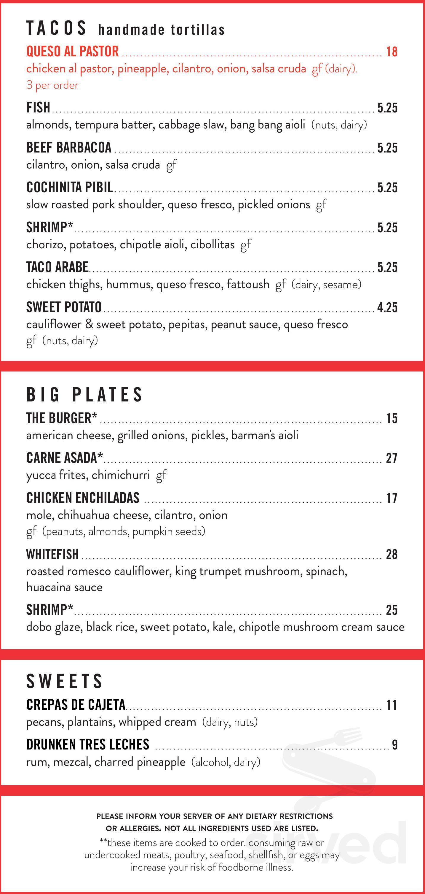 Pilsen Yards menu in Chicago, Illinois, USA