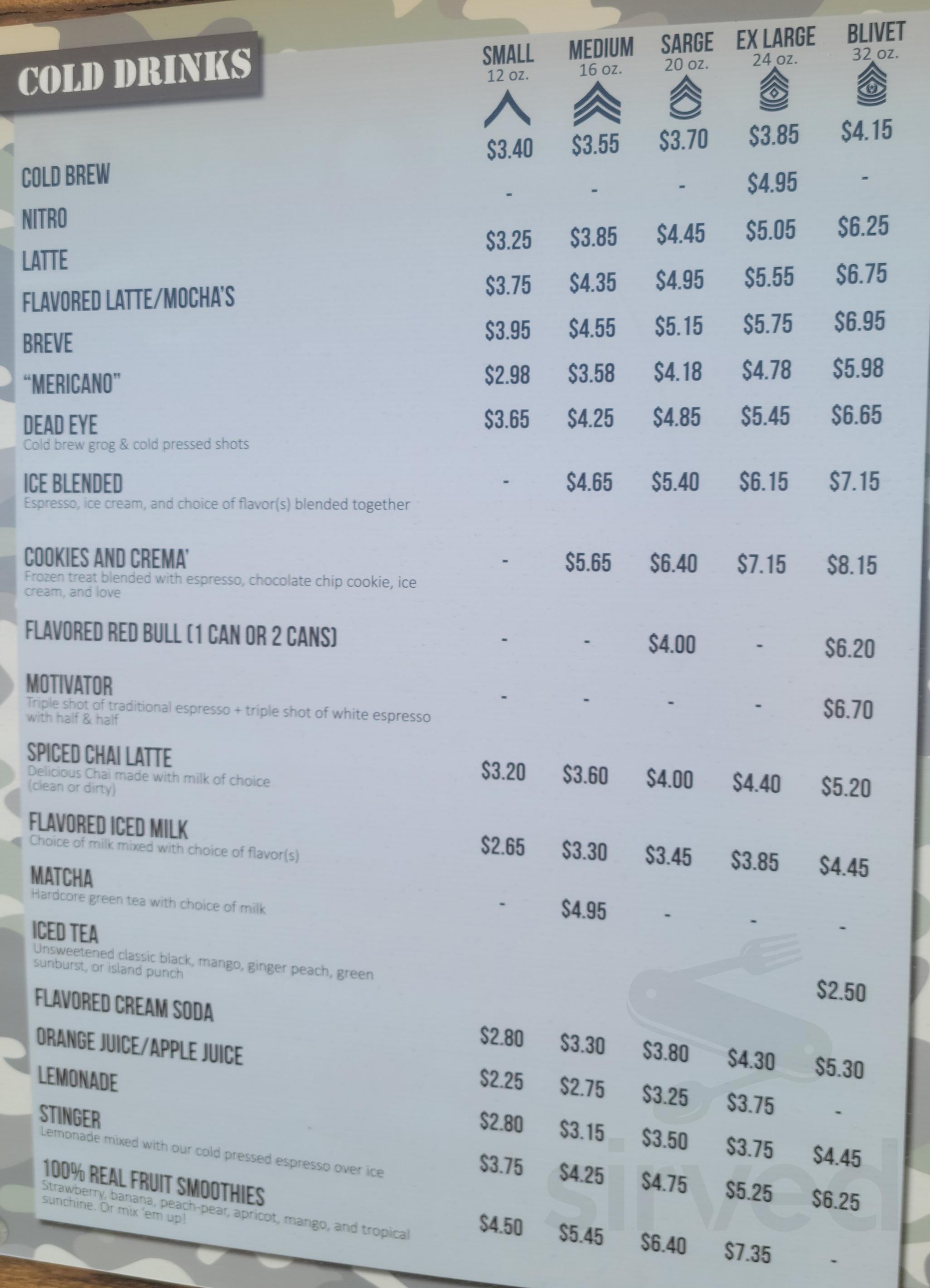 Gill's Grounds menu in Mesa, Arizona, USA