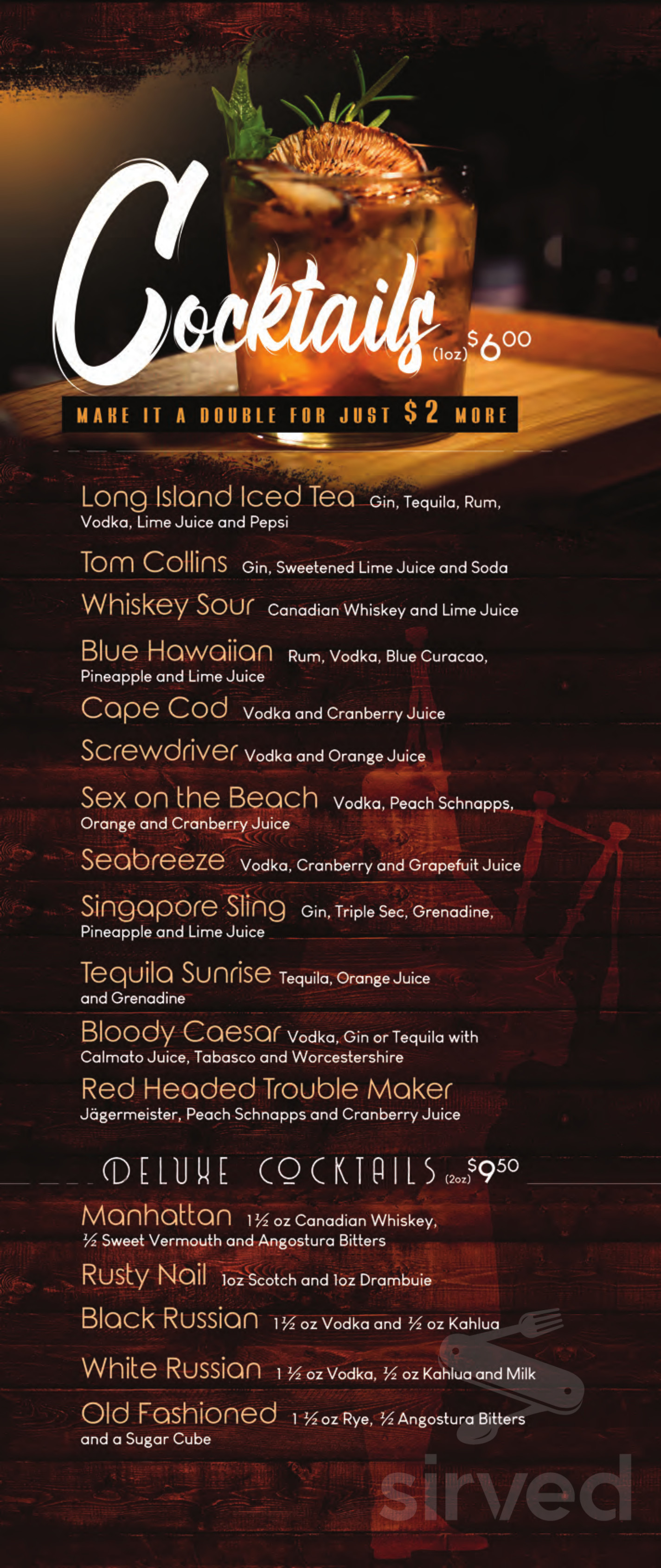 Menu for Piper Arms Pub Belleville in Belleville, ON | Sirved