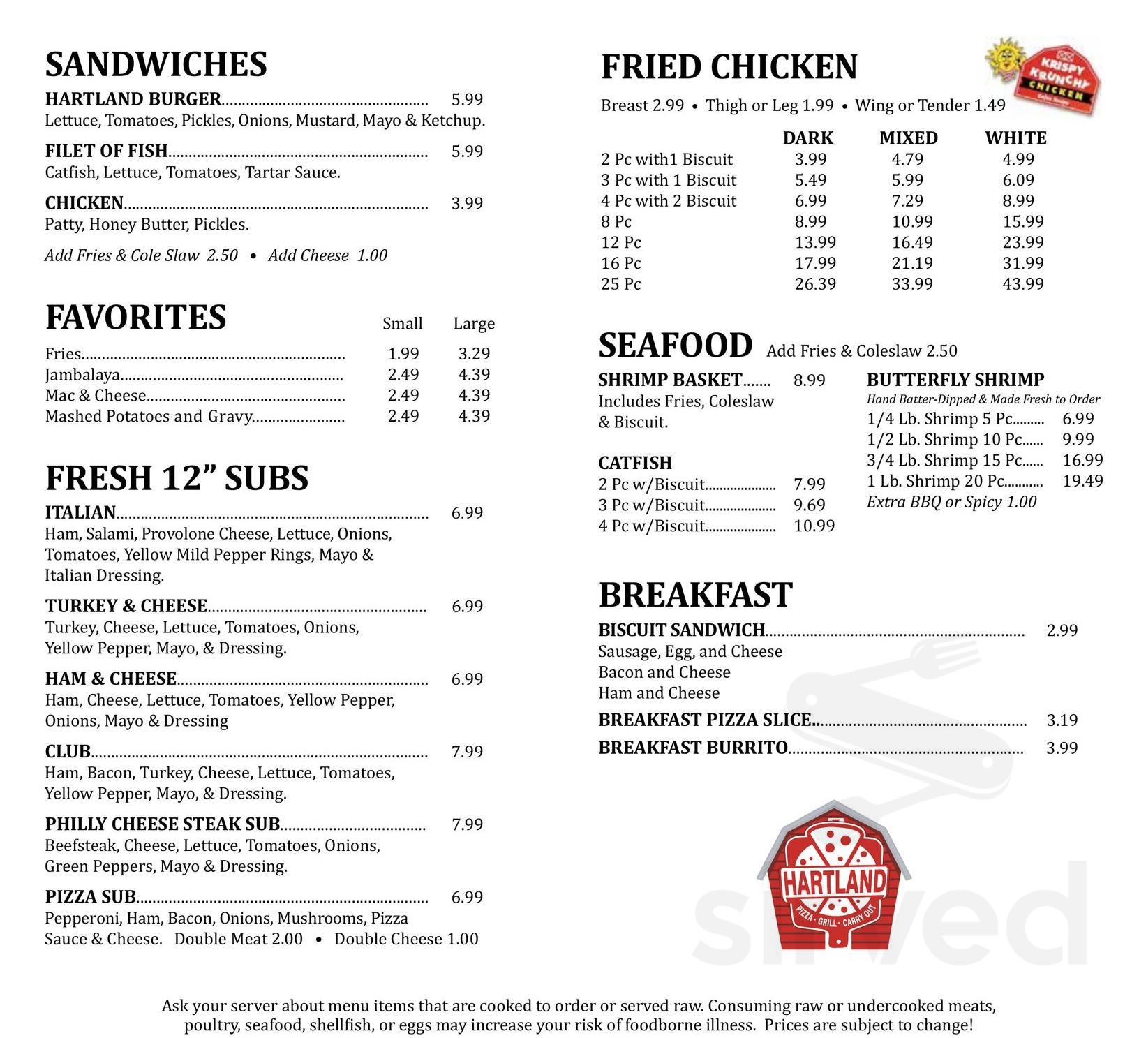 Hartland Pizza, Grill and General Store menu in Fenton, Michigan, USA