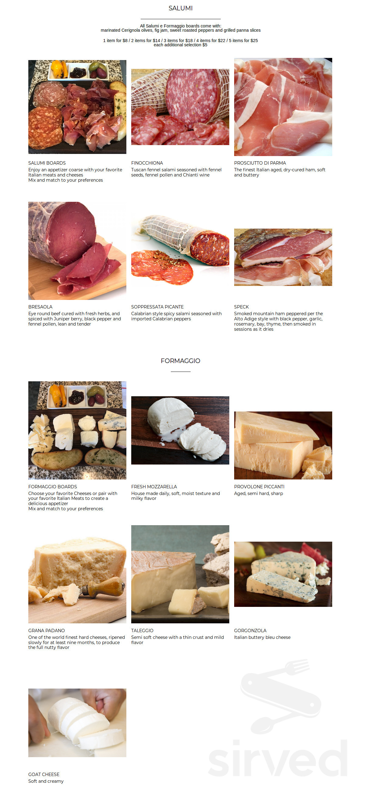 Spano's Ristorante Italiano menu in Point Pleasant Beach, New Jersey, USA