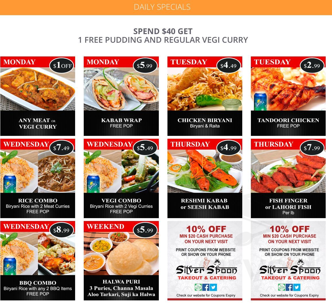 Menu - Pickering ON's SilverSpoon Takeout & Catering | Sirved
