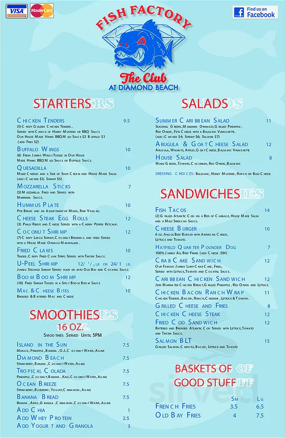 Menu - Diamond Beach NJ's The Club at Diamond Beach | Sirved