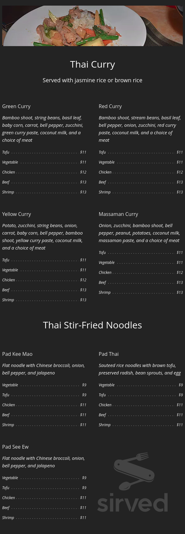 Menu for Oyama Japanese And Thai in Tolland, CT | Sirved