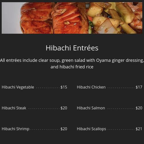 Oyama Japanese And Thai menu in Tolland, Connecticut, USA