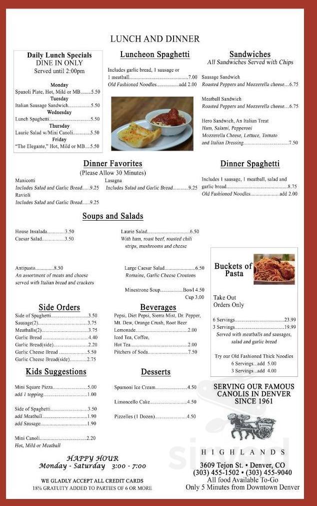 Menu for Lechuga's Italian Restaurant in Denver, CO | Sirved