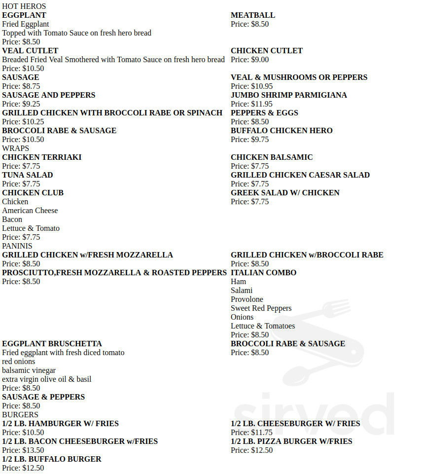 Frantoni's Pizzeria & Ristorante menu in East Meadow, New York, USA