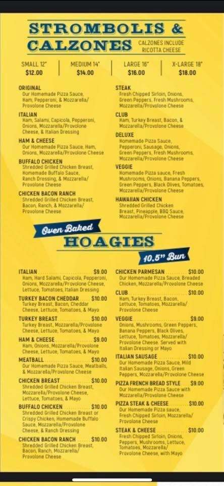 Beck's Pizza menu in Perryopolis, Pennsylvania, USA