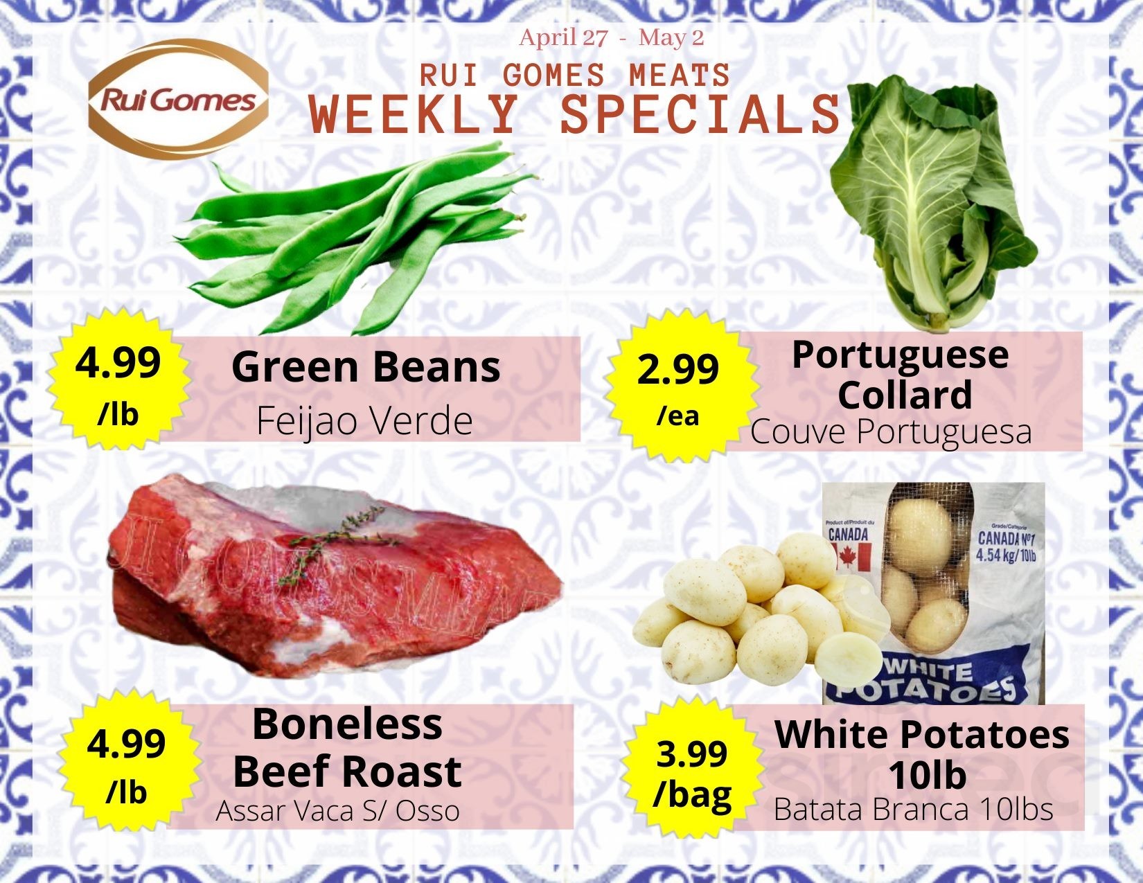 Rui Gomes Meats & Food Market menus in York, Ontario, Canada