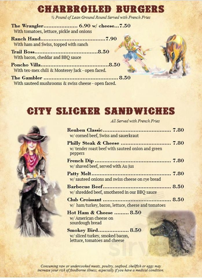 Casey's Cowtown Club menu in Dodge City, Kansas, USA