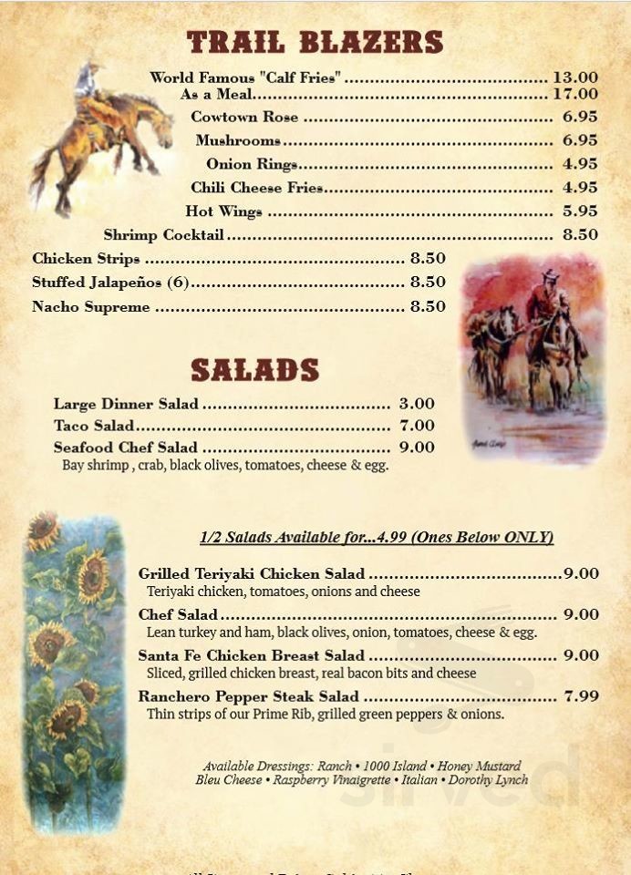 Casey's Cowtown Club menus in Dodge City, Kansas, United States