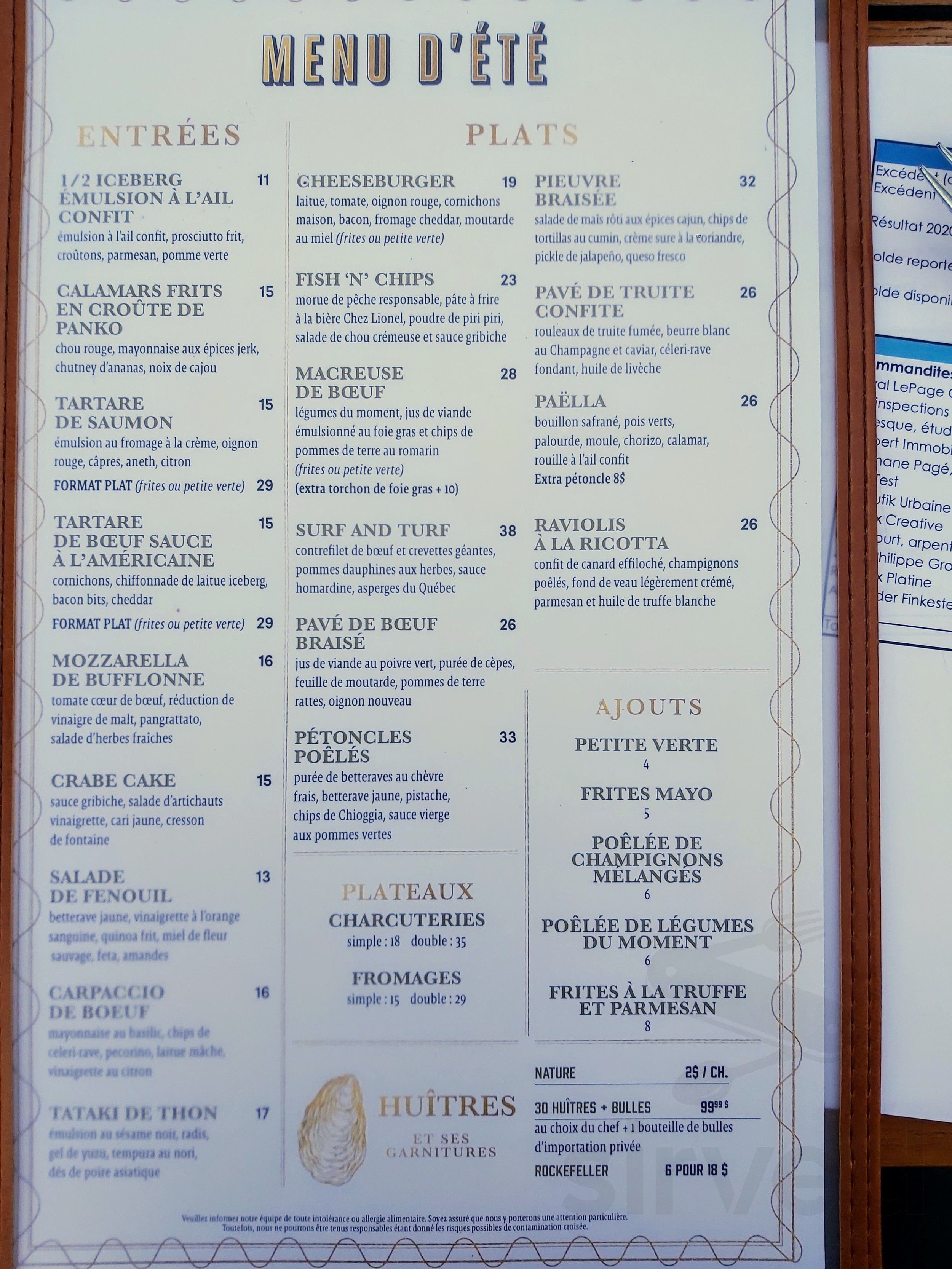 Menu for Chez Lionel - Laval in Laval, QC | Sirved