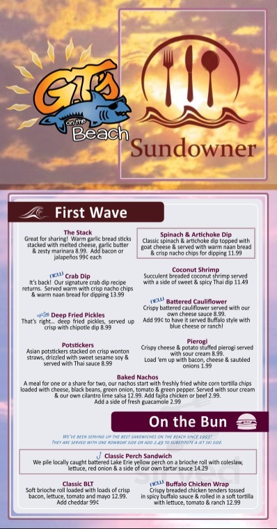 GTs On The Beach ~ Open May - September! menu in Port Stanley, Ontario ...