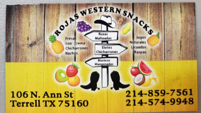 Rojas Western Snacks menu in Terrell, Texas, USA