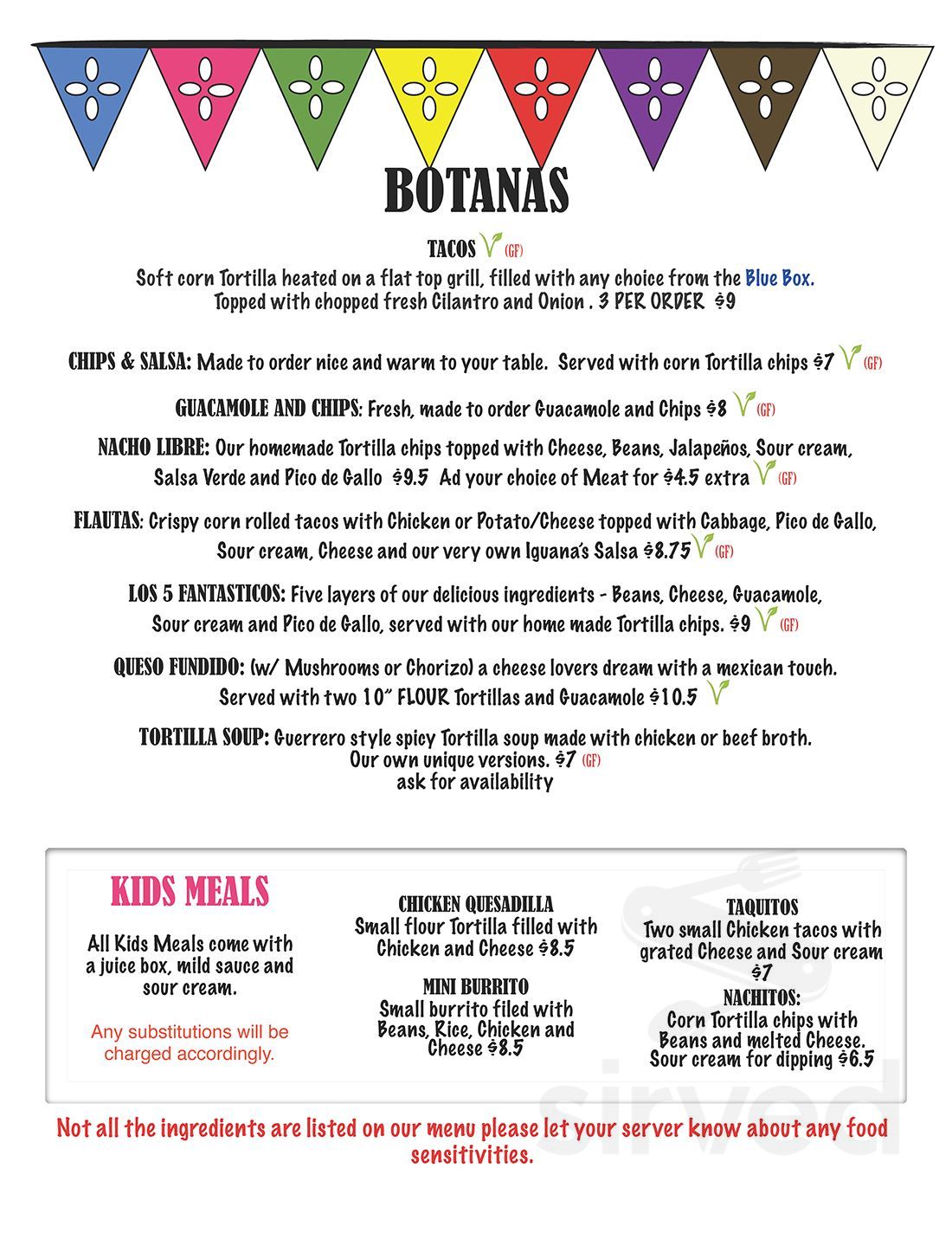 Menu - Powell River BC's Iguanas Mexican Grill | Sirved