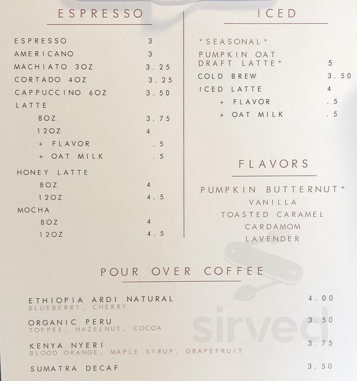 Koin Coffee Roasters menu in Bridgeport, West Virginia, USA