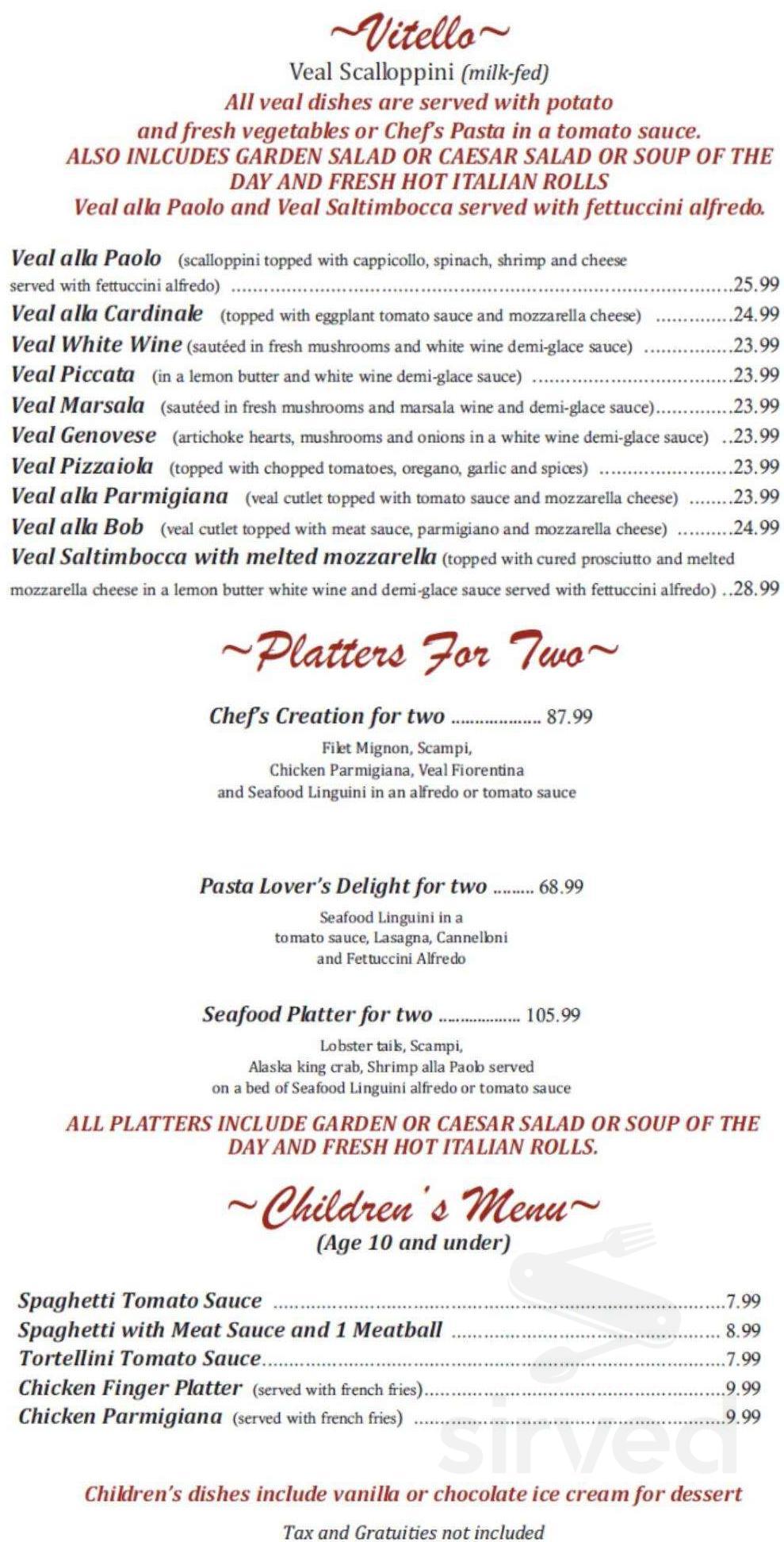 Casa Paolo menu in Cornwall, Ontario, Canada