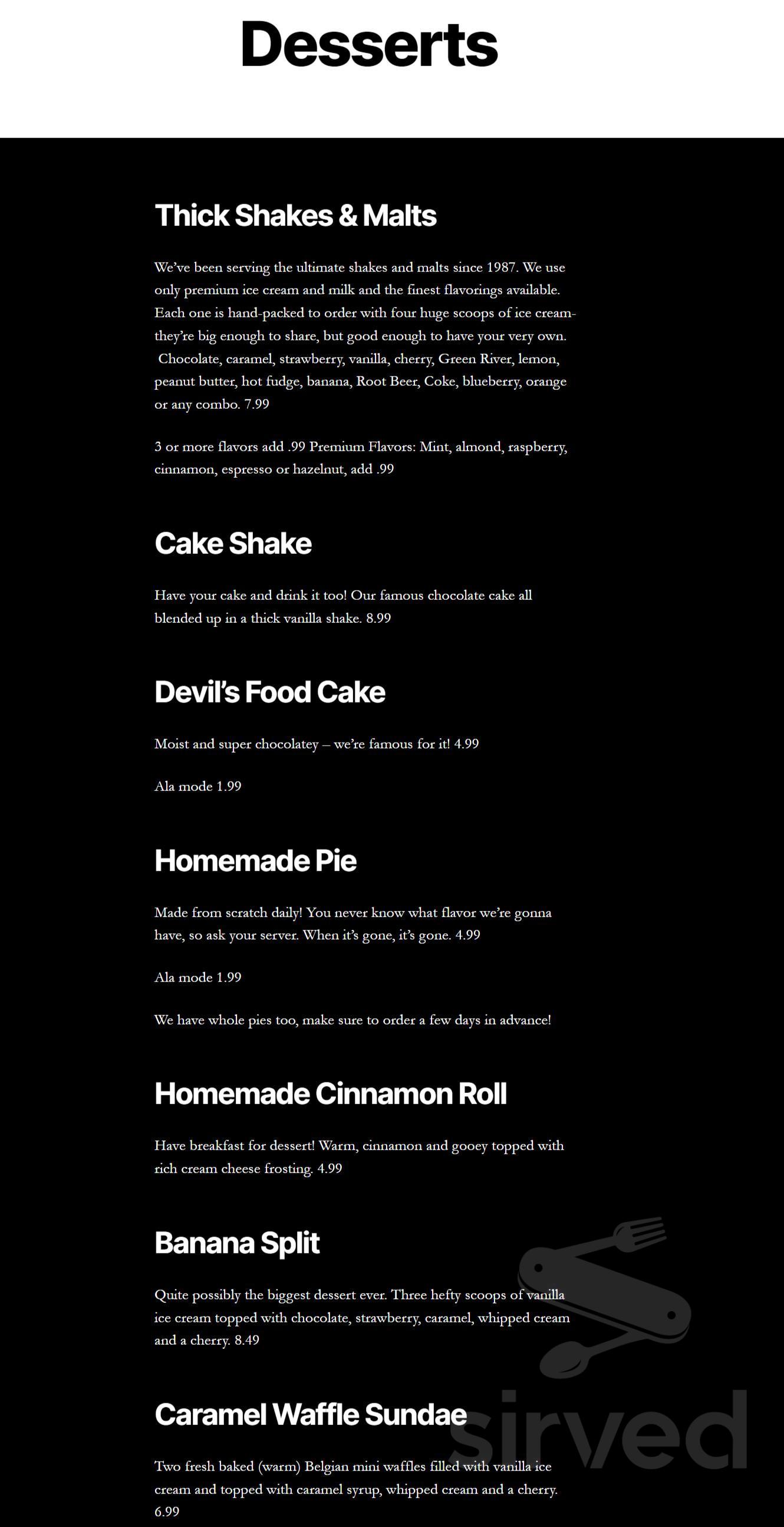 Drake Diner menu in Des Moines, Iowa, USA