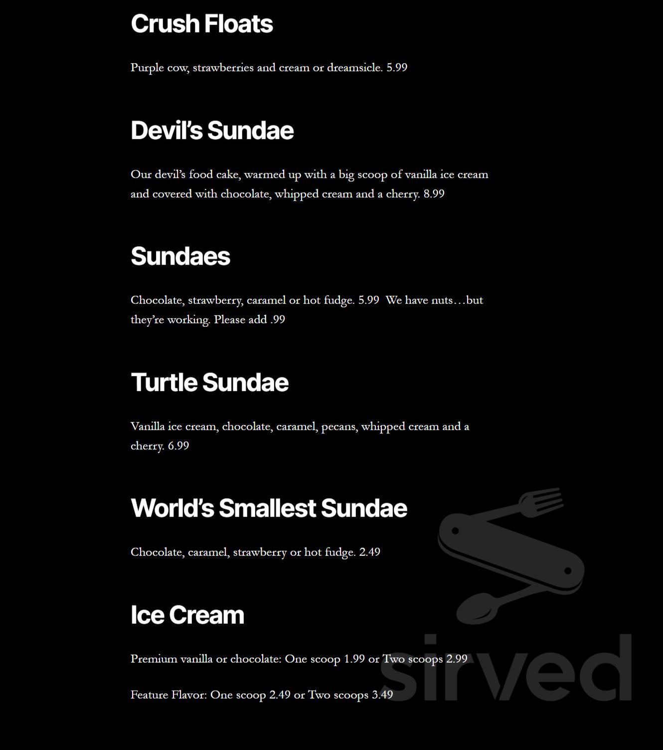Drake Diner menu in Des Moines, Iowa, USA