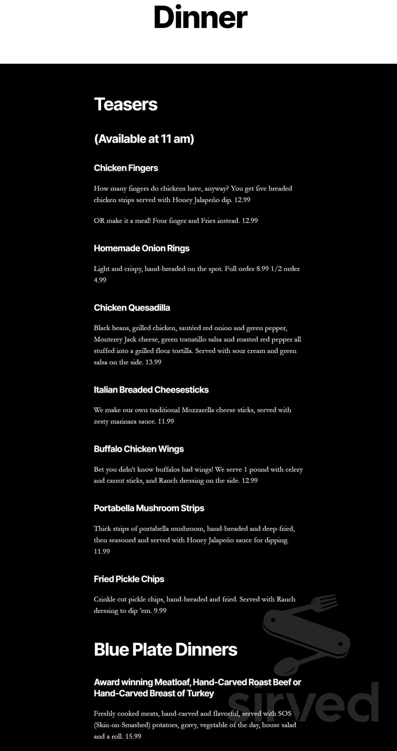 Drake Diner menu in Des Moines, Iowa, USA