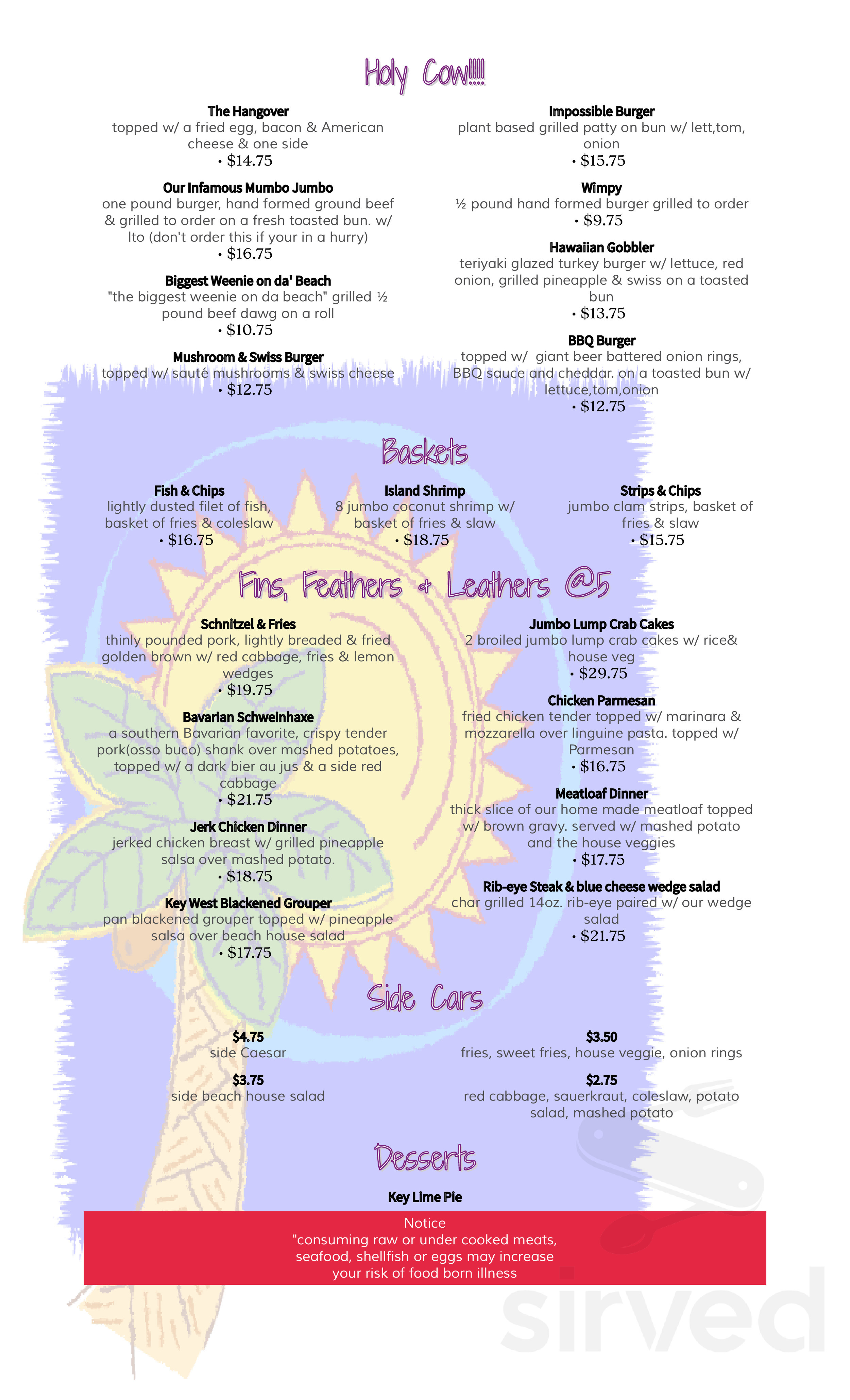 Purple Parrot Grill Beach Haus & Biergarten menu in Rehoboth Beach ...