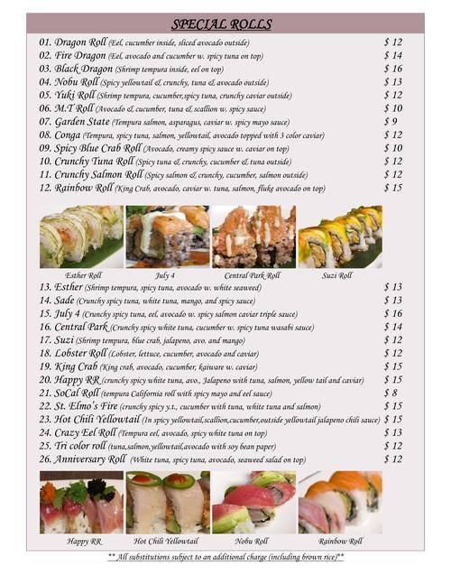 Toro Sushi menu in Montclair, New Jersey, USA