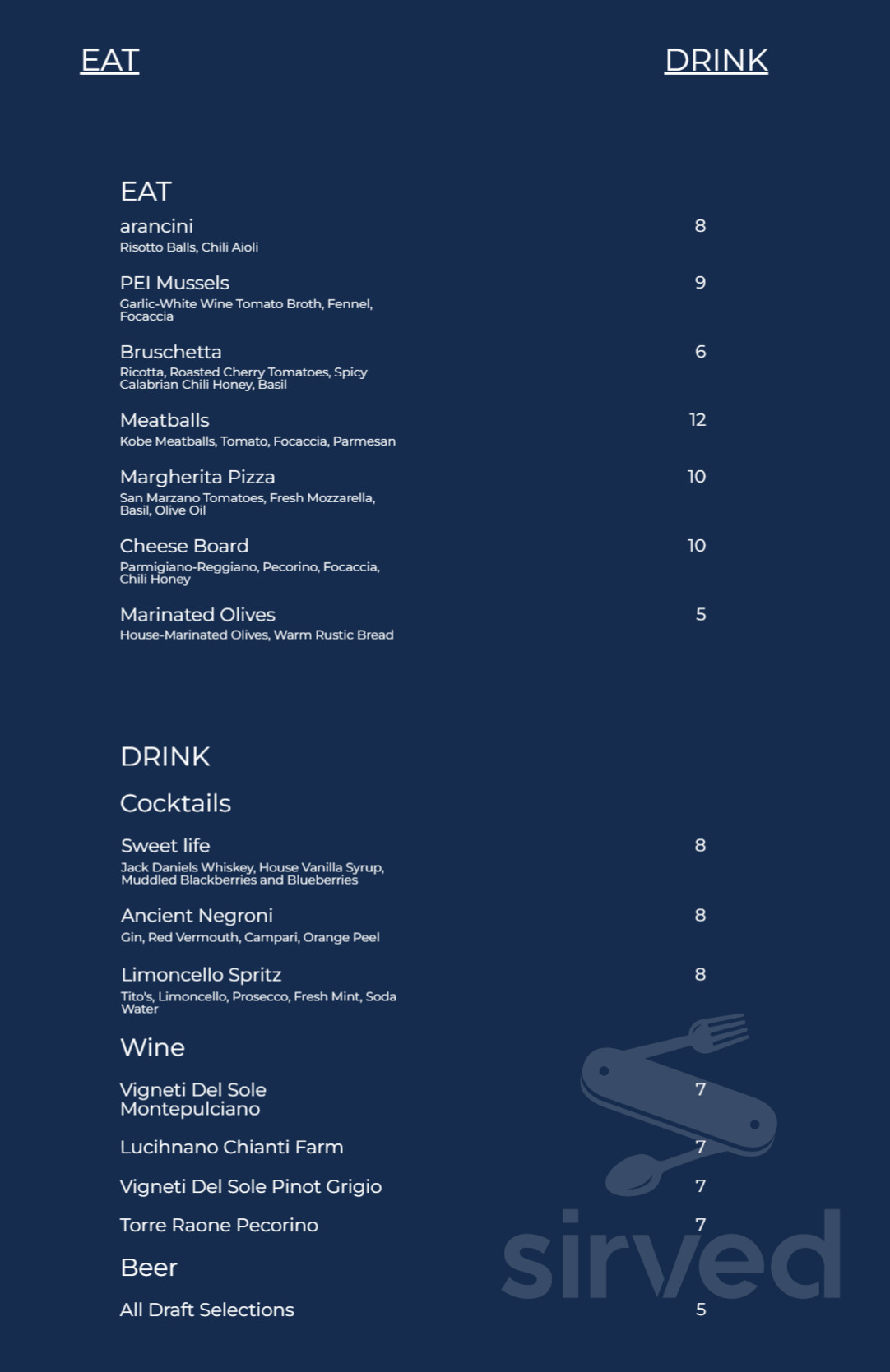 Antica Italian menus in Avon, Ohio, United States