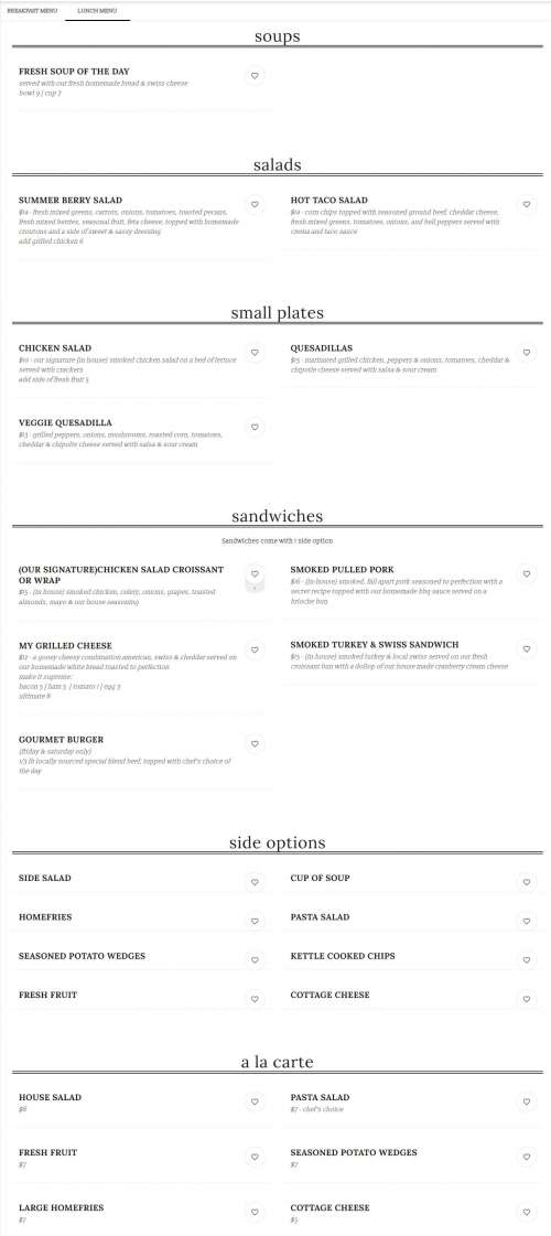 Der Bake Oven Inc menu in Berlin, Ohio, USA