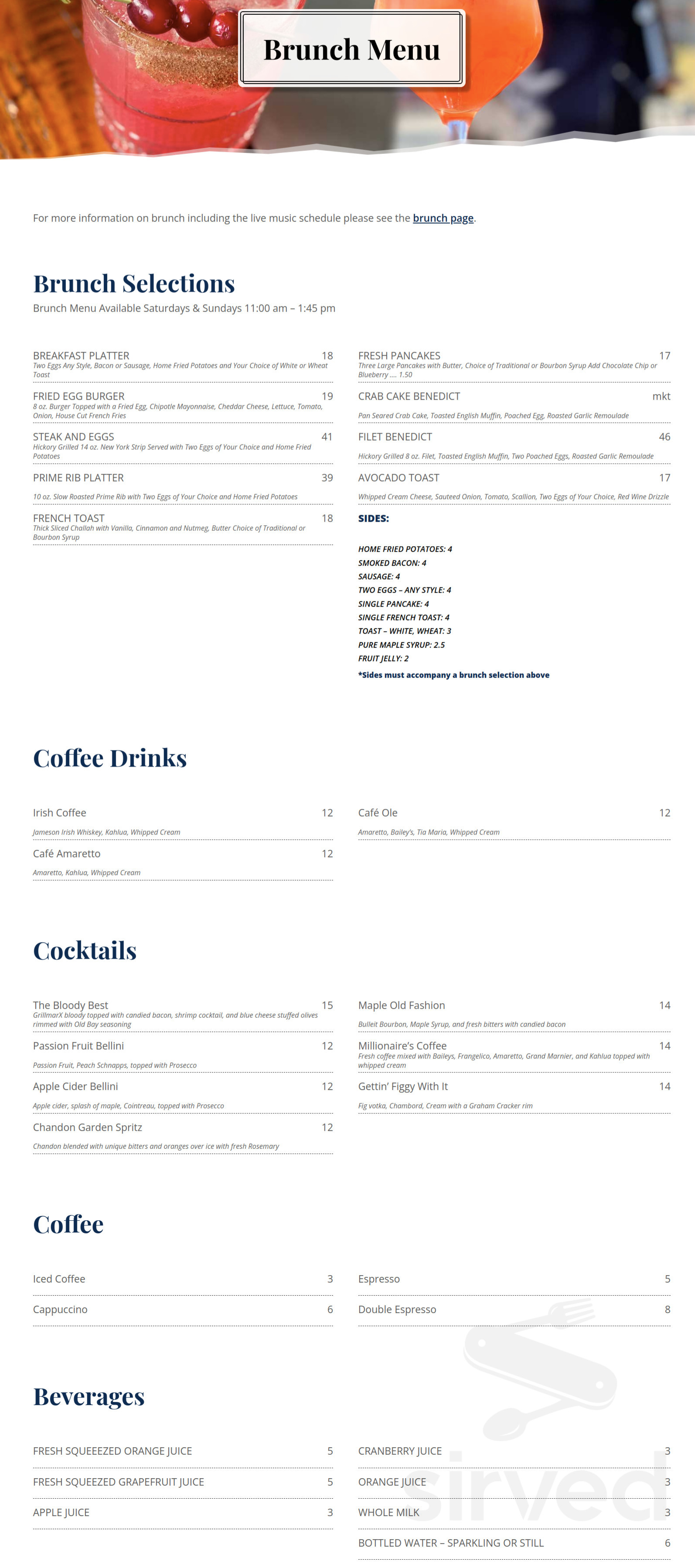 GrillMarx Columbia Steakhouse & Raw Bar menu in Columbia, Maryland, USA