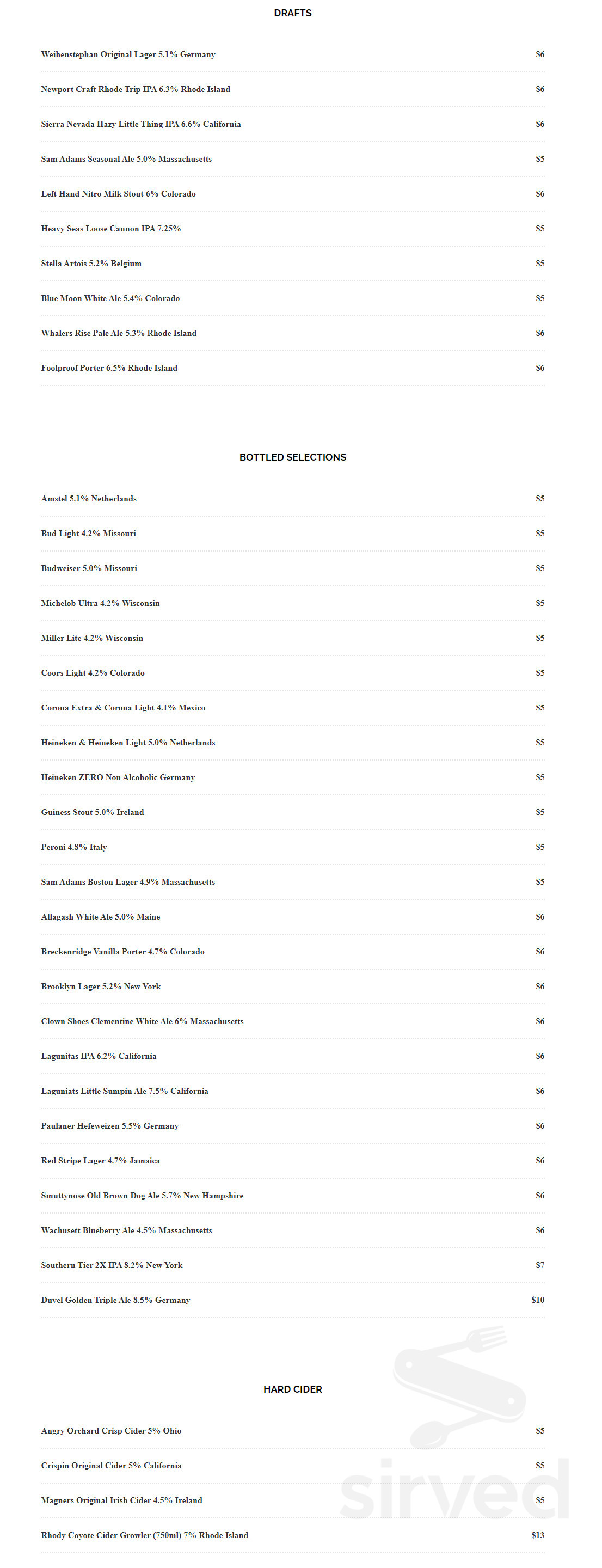 Tavolo Wine Bar & Tuscan Grille menu in Warwick, Rhode Island, USA