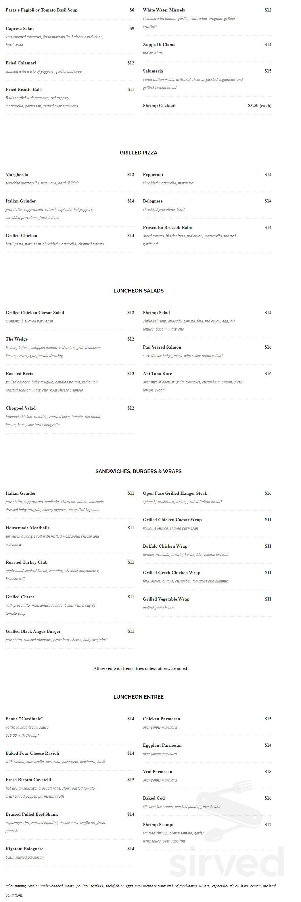 Tavolo Wine Bar & Tuscan Grille menu in Smithfield, Rhode Island, USA