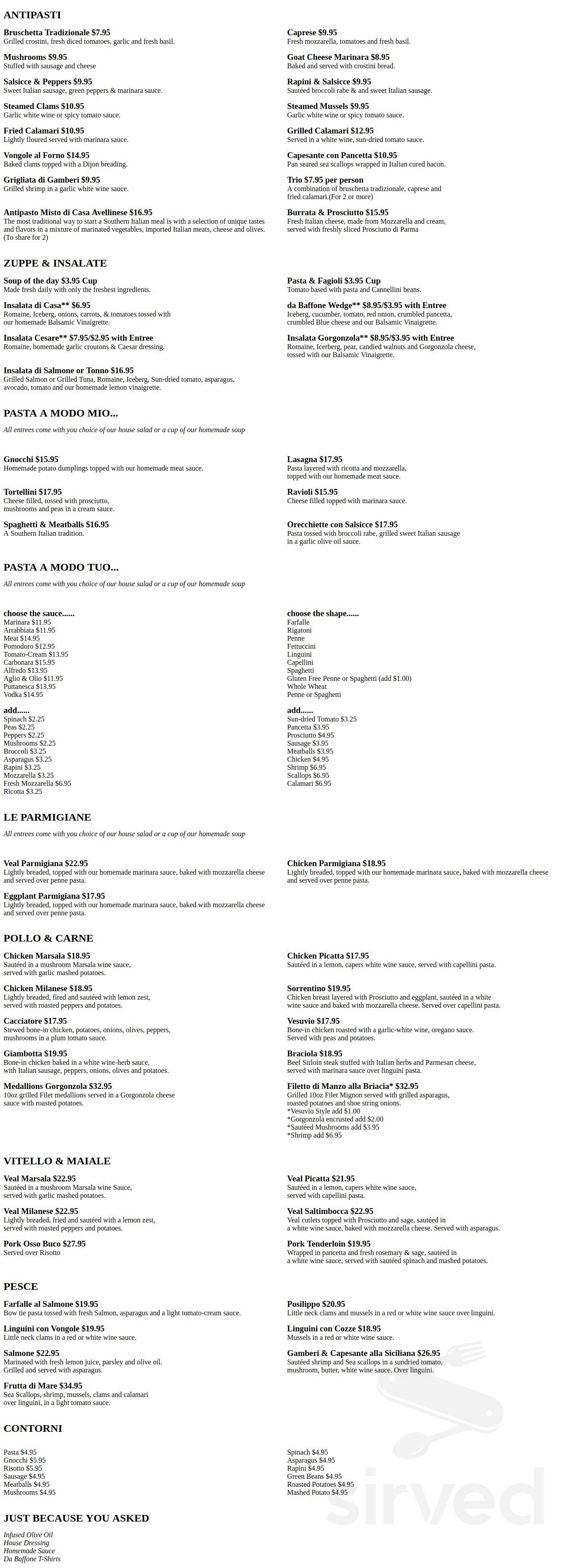 da Baffone Cucina Italiana menu in Crystal Lake, Illinois, USA