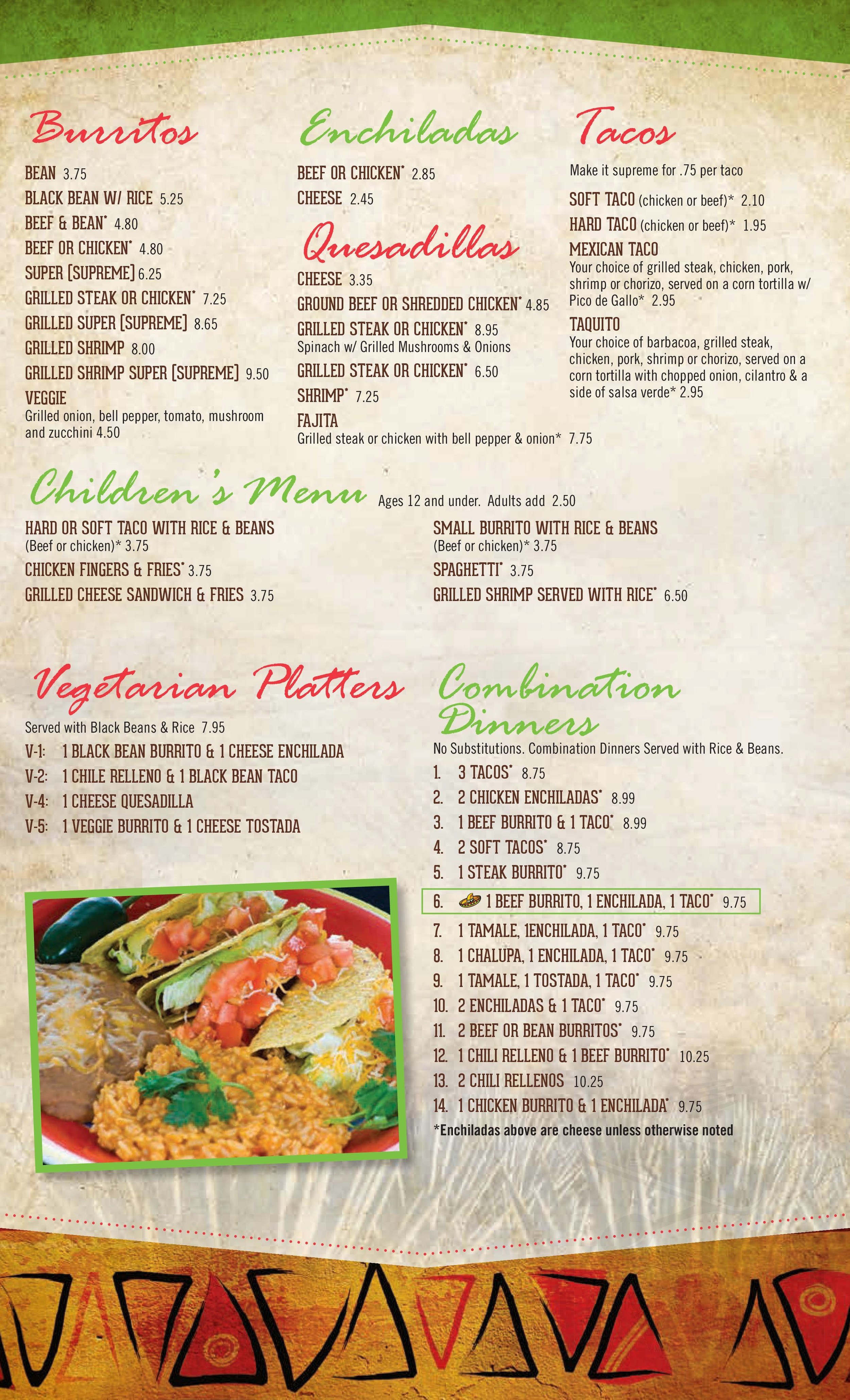 Rico's Mexican Restaurant menu in Stockbridge, Georgia, USA